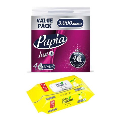Buy Papia Marble Soft Facial Tissues - 500 Tissue - 6 Pieces + Extra ...