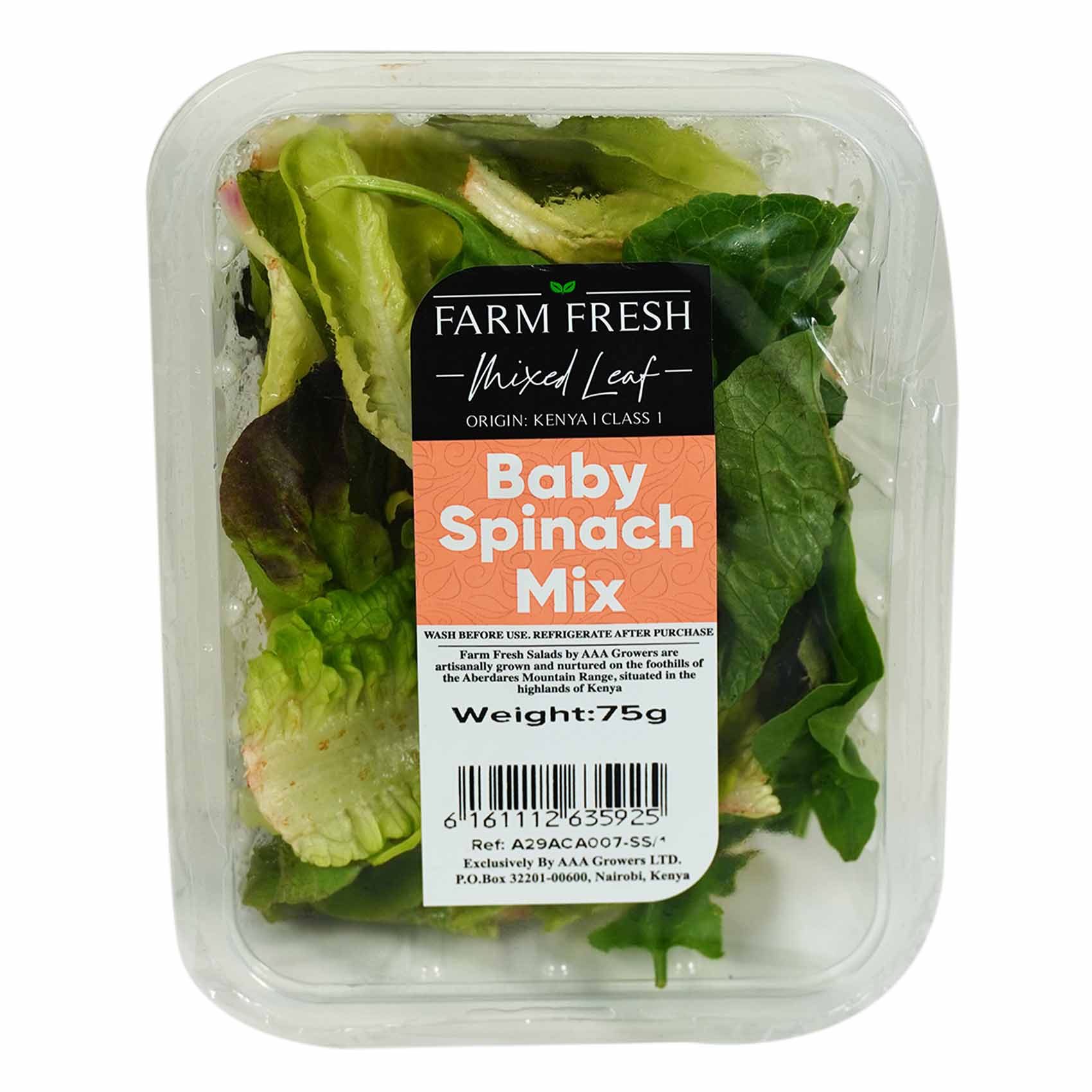 Buy Farm Fresh Baby Spinach Mix Leaves Health 75g Online | Carrefour Kenya