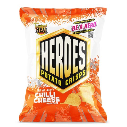 Buy Tropical Heat Snacks Heroes Potato Chips Chilli Cheese 40G Online ...