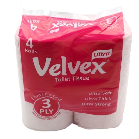 Buy Velvex Ultra 3 Ply Printed Toilet Tissue 4 Pieces Online ...