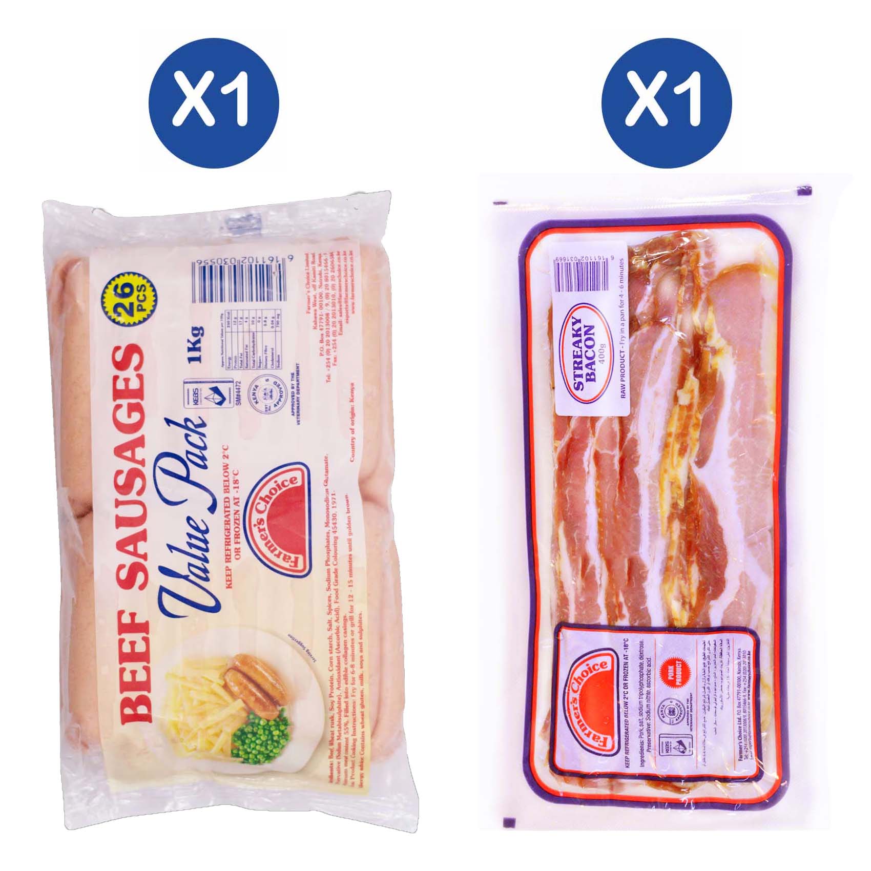 Buy Farmers Choice Beef Value Pack 1kg + Streaky Bacon 400g Online ...