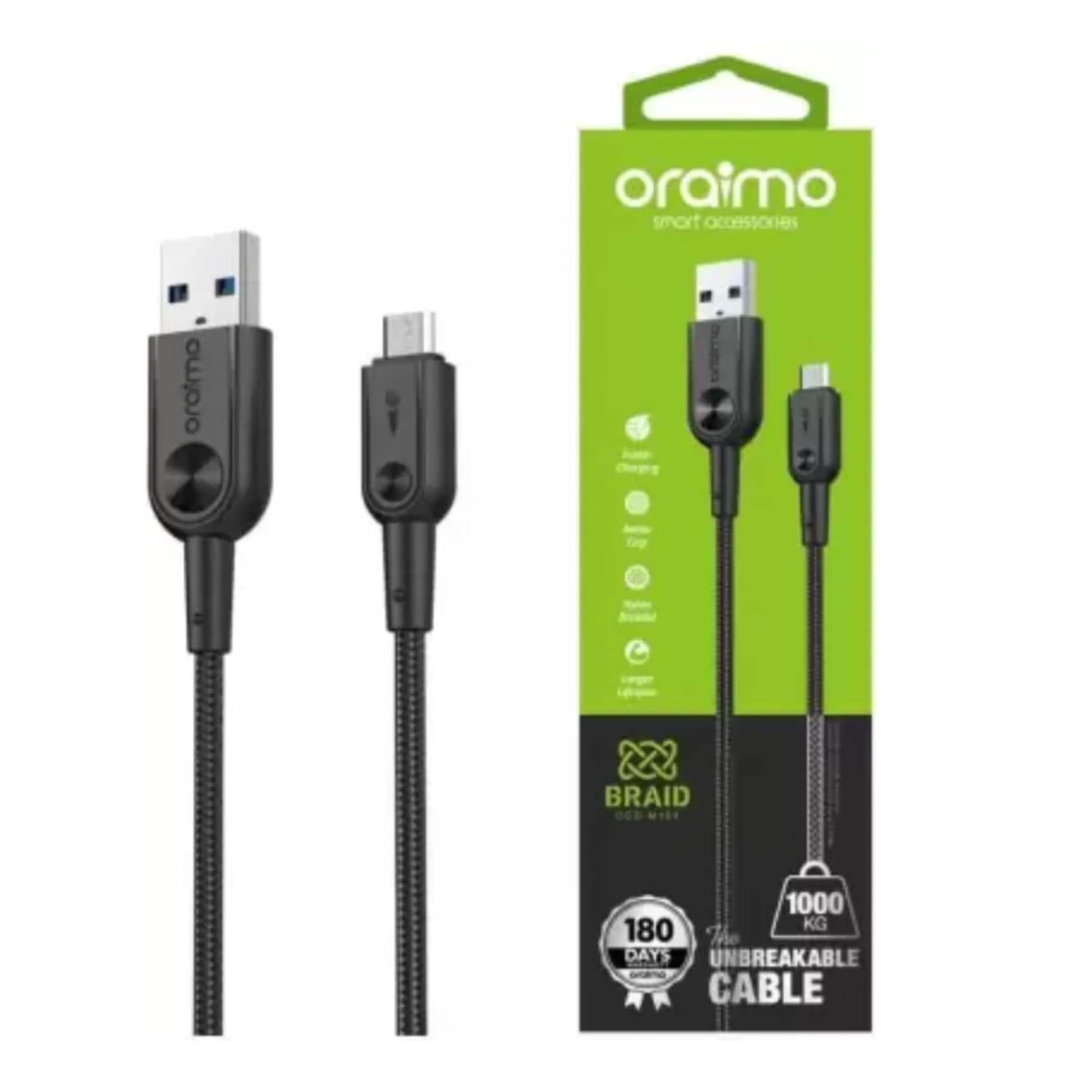 Buy Oraimo Mcr Cable Ocd-114M 2A 1M Black Online | Carrefour Kenya