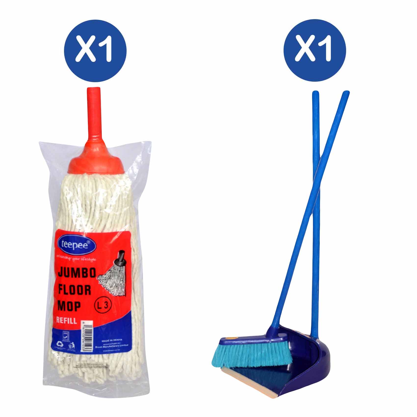 Buy Teepee Jumbo Floor Mop Refill + Teepee Stand Up Dustpan With Brush ...