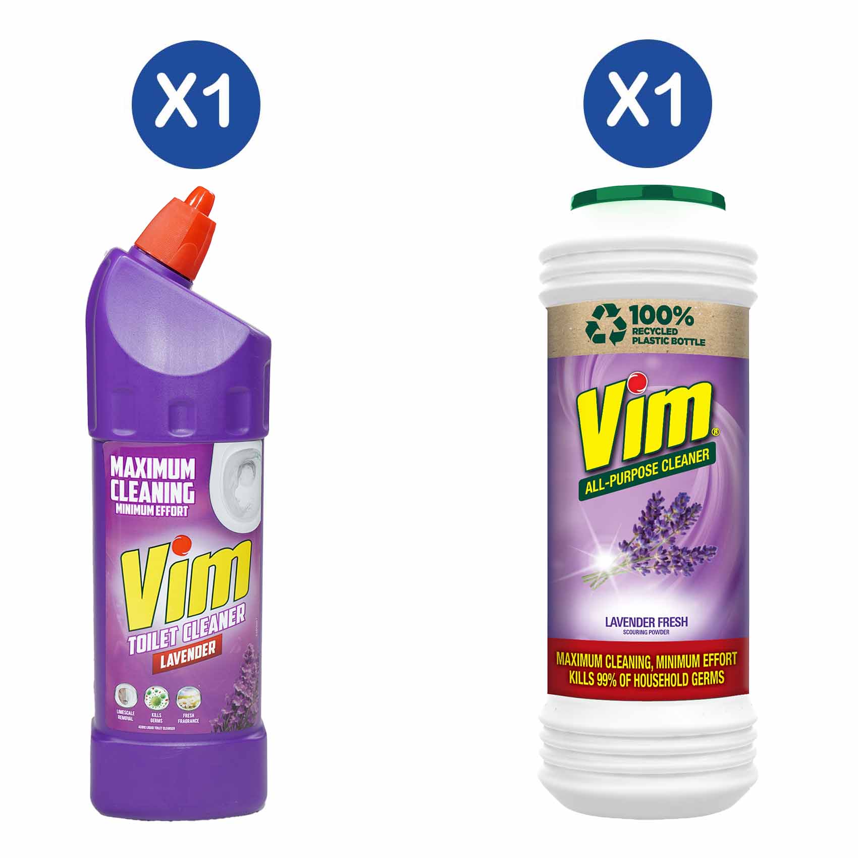 Buy Vim Toilet Cleaner Lavender 500ml + Vim Scourer Lavender Fresh 500g ...