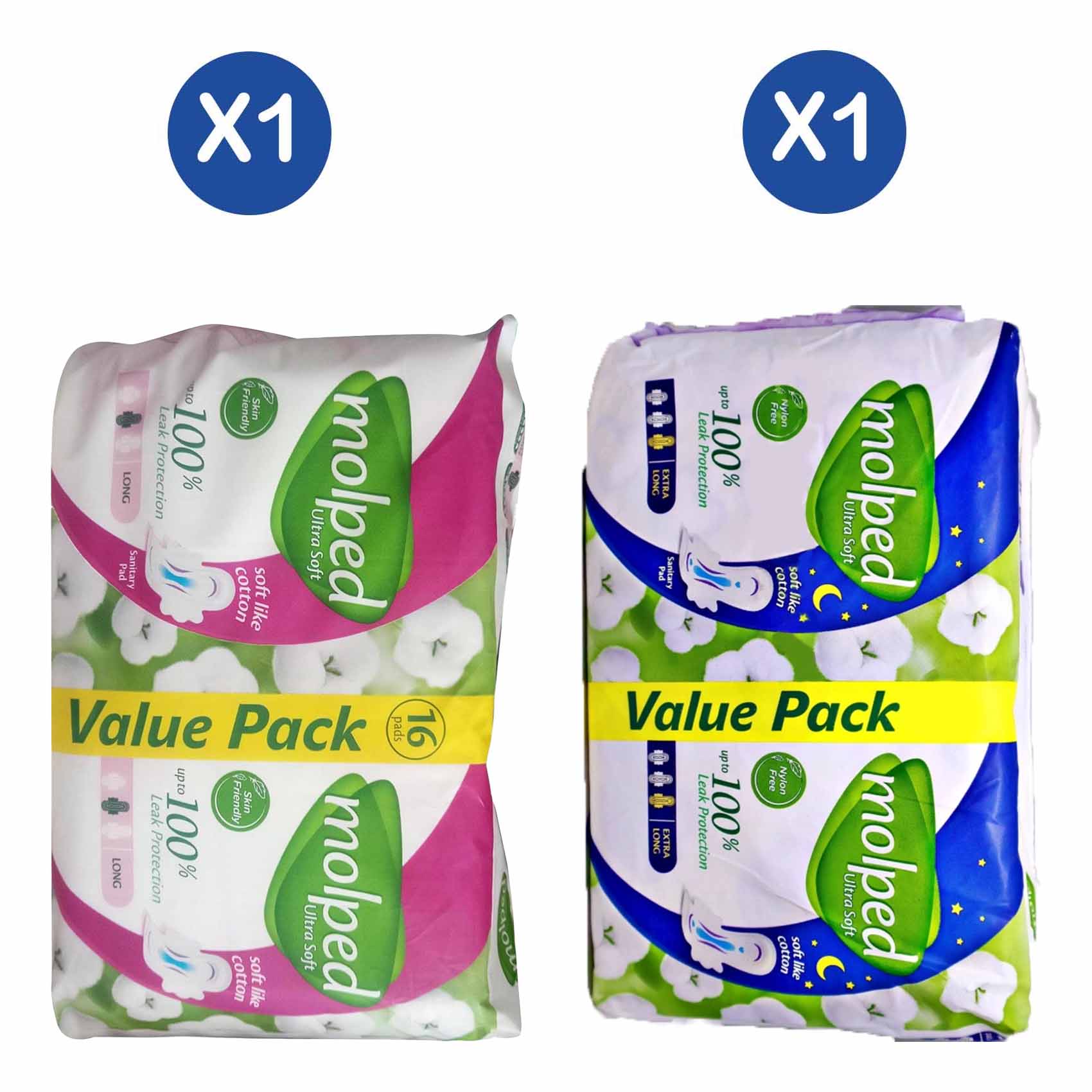 Buy Molped Sanitary Pads UltraSoft 16S + Molped Ultra Soft Extra Long ...