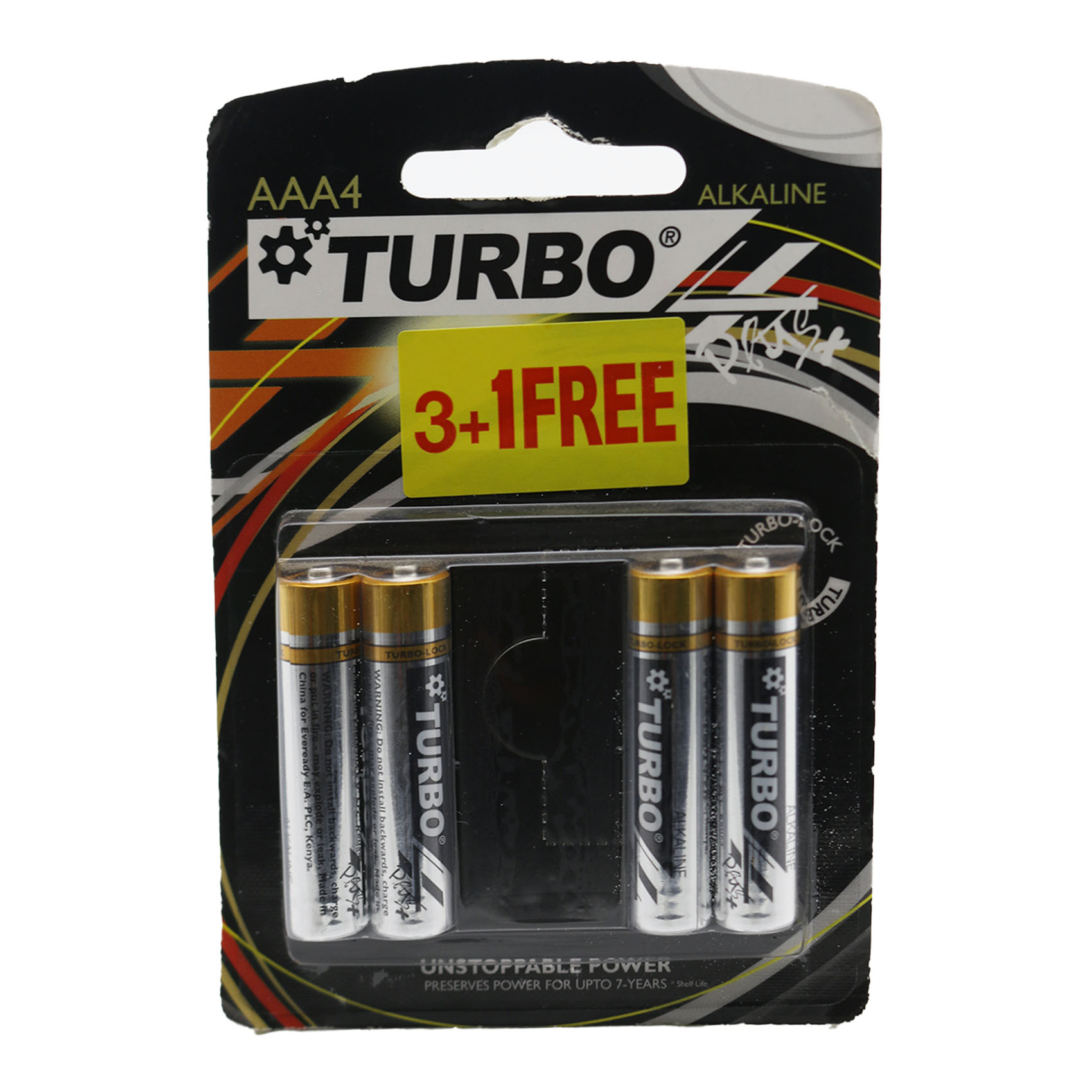Buy Turbo Alkaline Batteries AAA 4 Pieces Online | Carrefour Kenya