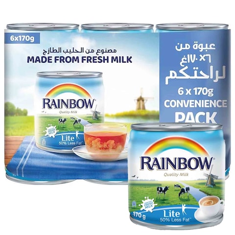 Rainbow Milk Evaporation Lite Convenience 170g X6 price in Kuwait ...
