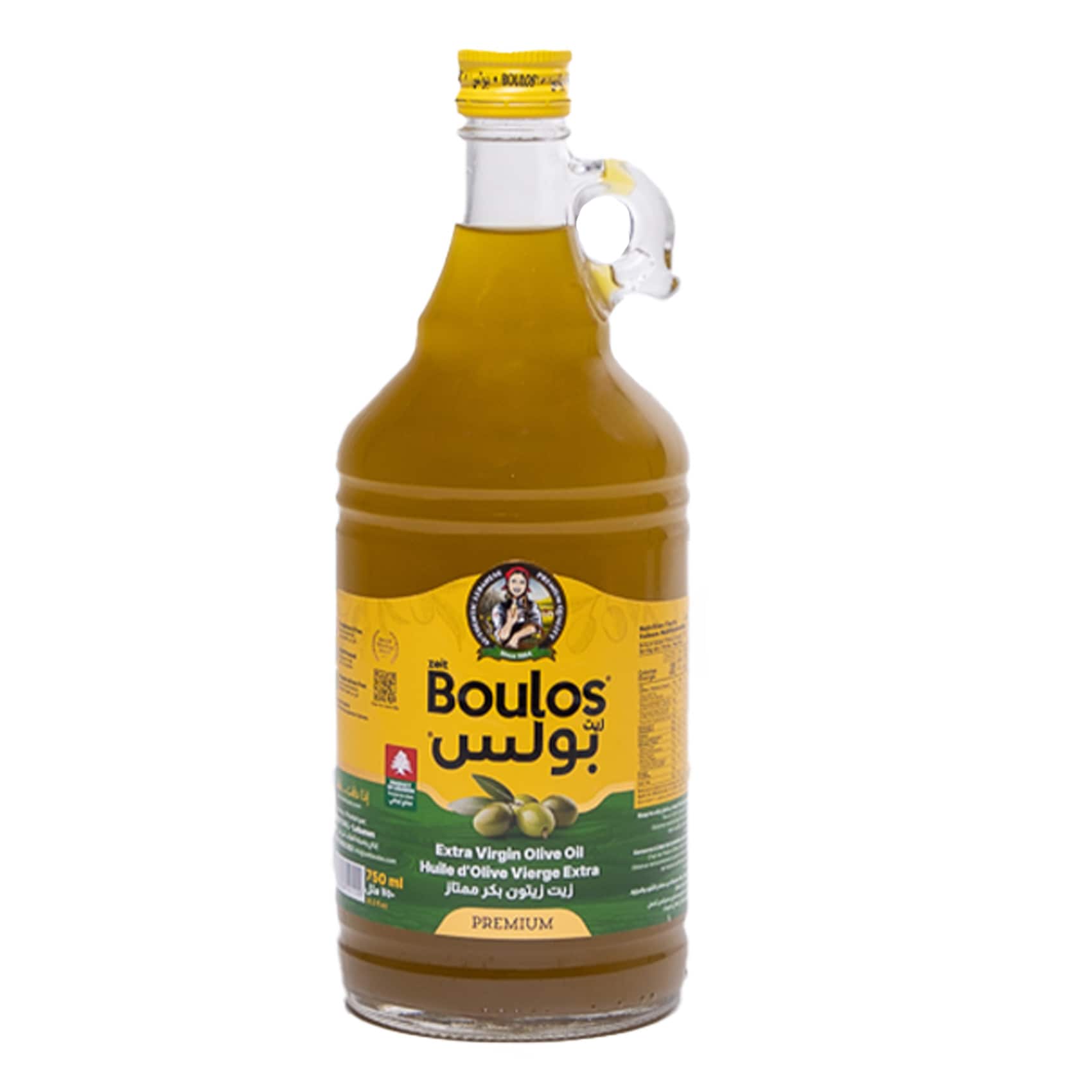 Buy Boulos Olive Oil Extra Vierge Glass 750ML Online | Carrefour Lebanon