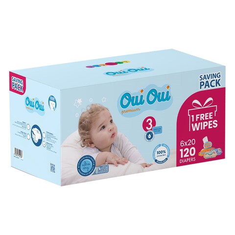 Buy Oui Oui Premium Box 5-9KG 120'Diaper+Wipes Online | Carrefour Lebanon