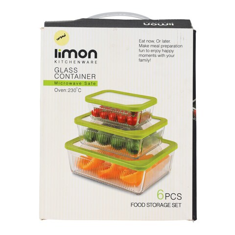 Buy Limon Glass Container 2.250 L 6 Pcs Set Online | Carrefour Pakistan