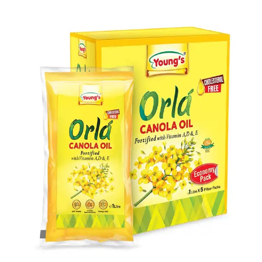Buy Youngs Orla Cooking Oil Pouch 1 Litre (Pack of 5) Online ...