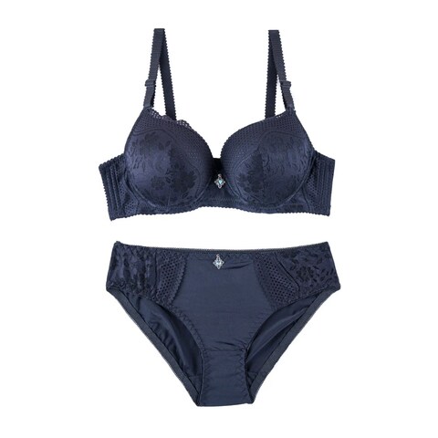 Buy Belleza Wire Paded Bra Set 2107 Black Online | Carrefour Pakistan