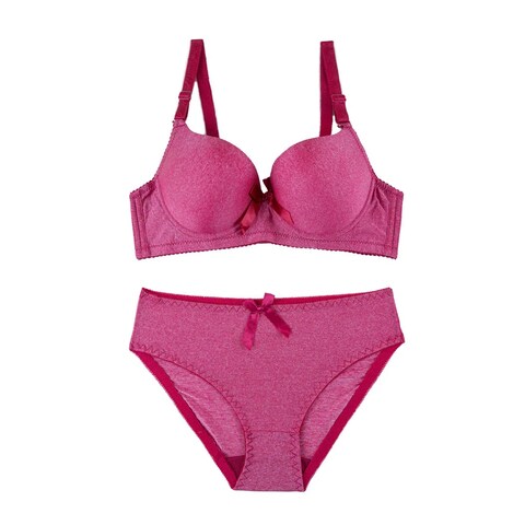 Buy Belleza Wire Paded Bra Set 1801 Red Online | Carrefour Pakistan