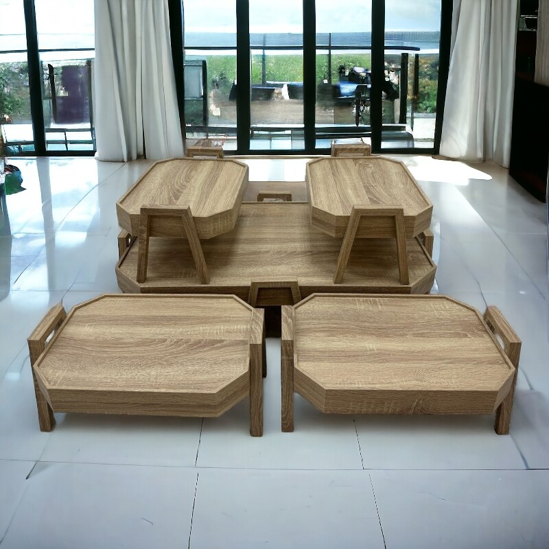 Buy Wooden service tables set 5 pieces Online | Carrefour KSA