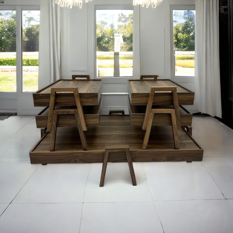 Buy Wooden service tables set 5 pieces Online | Carrefour KSA