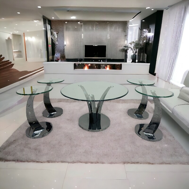 Buy Steel service tables, 5 pieces, black Online | Carrefour KSA