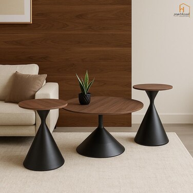 Buy 2+1 Wooden Service Table Set - Coffee Online | Carrefour KSA