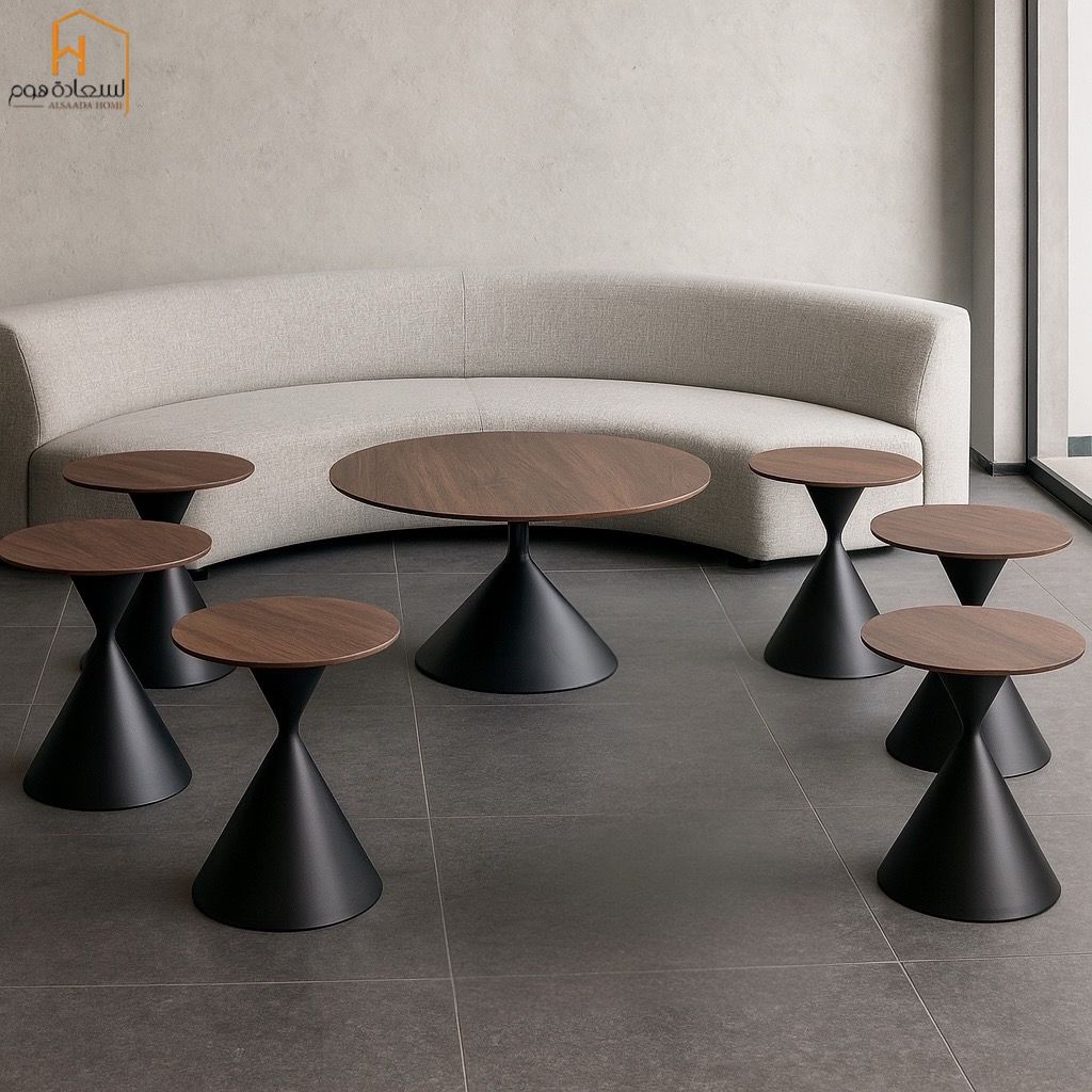 Buy 6+1 Wooden Service Table Set - Brown Online | Carrefour KSA