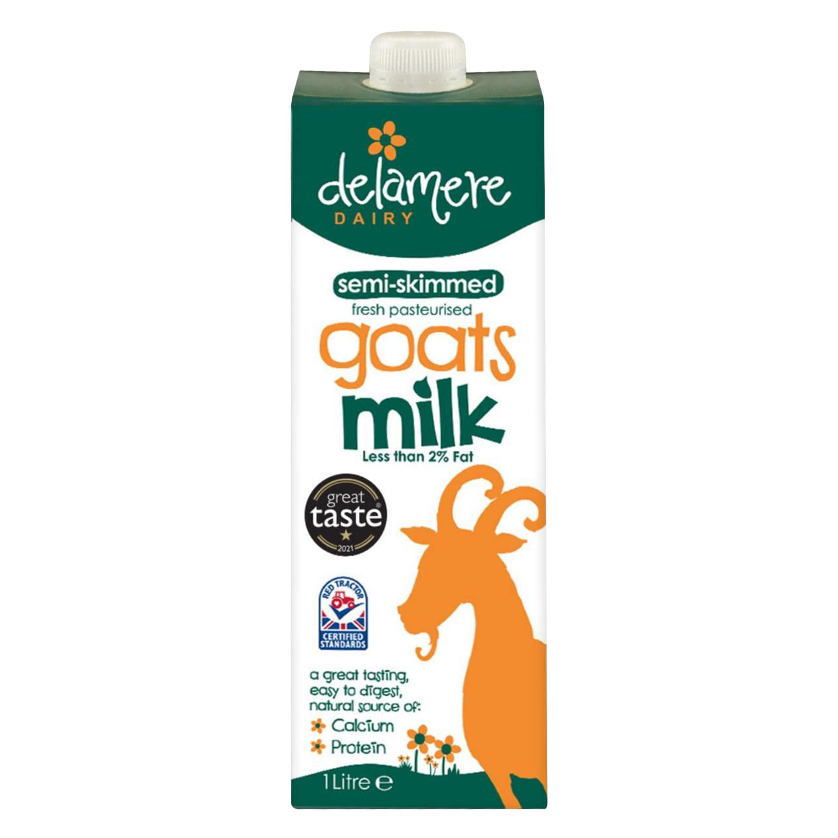 Buy Delamere Fresh Semi-Skimmed Goat Milk, 1L Online | Carrefour KSA