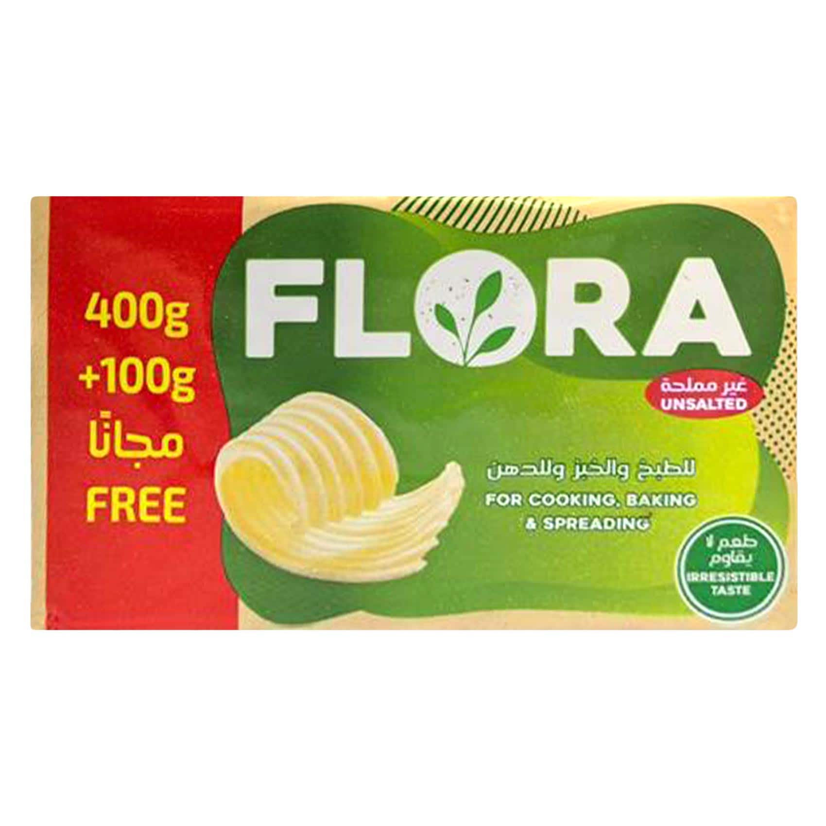 Buy Flora Unsalted Butter 400g + 100g Free Online | Carrefour KSA