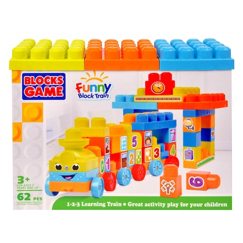 Buy Blocks Game - Funny Block Train, 62 Pieces, 1-2-3 Learning Train, Great Activity Play for ...