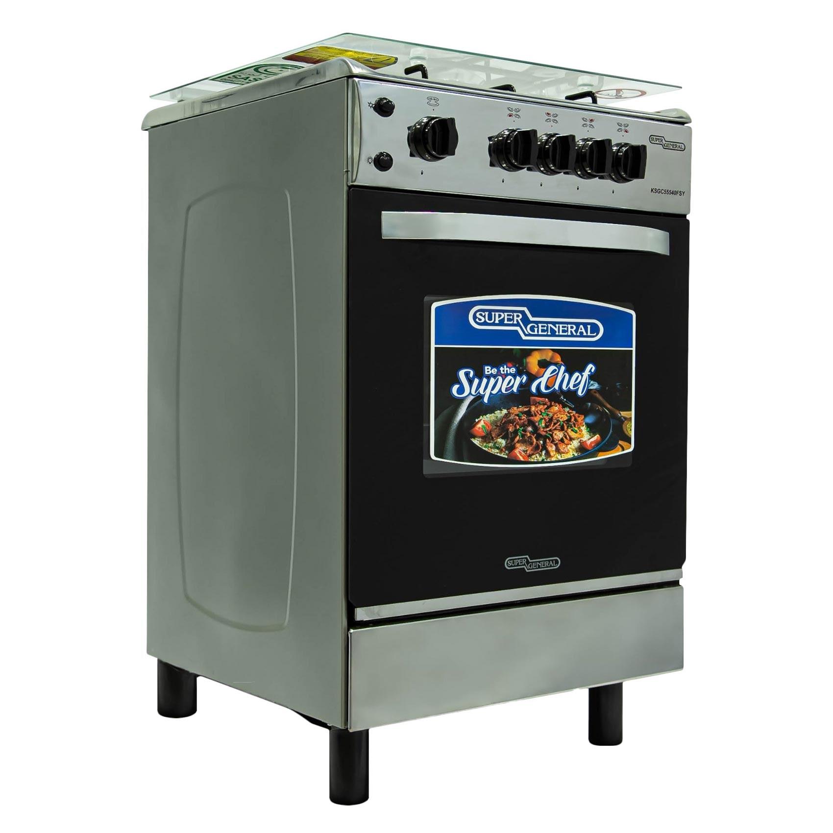 Buy Super General Gas Cooker, 4 Burner, 55X55cm, Full Safety, Steel ...