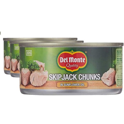 Del Monte Skip Jack Tuna Fish Chunks In Sunflower Oil 185g Pack of 3 ...