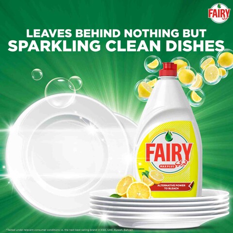 Buy Fairy Max Plus Lemon Dishwashing Liquid with Bleach Alternative ...