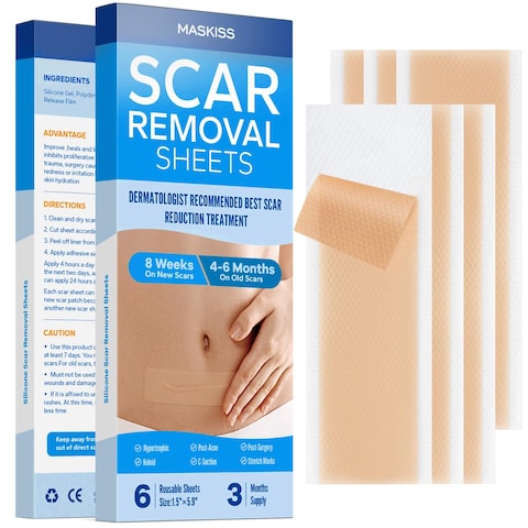 Buy 6Pack Silicone Scar Sheets 157 59 Inches Maskiss silicone strips for scar healing Surgical Keloid Burns CSection Trauma Reusable Medical Grade Online Carrefour UAE
