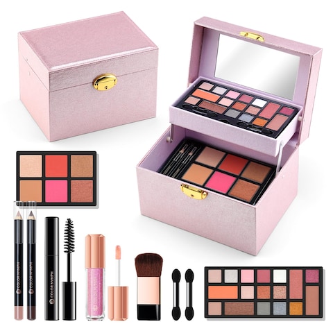 Buy Color Nymph Beginner Makeup Kit For Teens Girls Makeup kits With Recyclable And KeyLockable Cabinet Included 17Colors Eyeshadows Blushes Bronzer Highlighter Lipstick Brushes MirrorPink Online Carr...