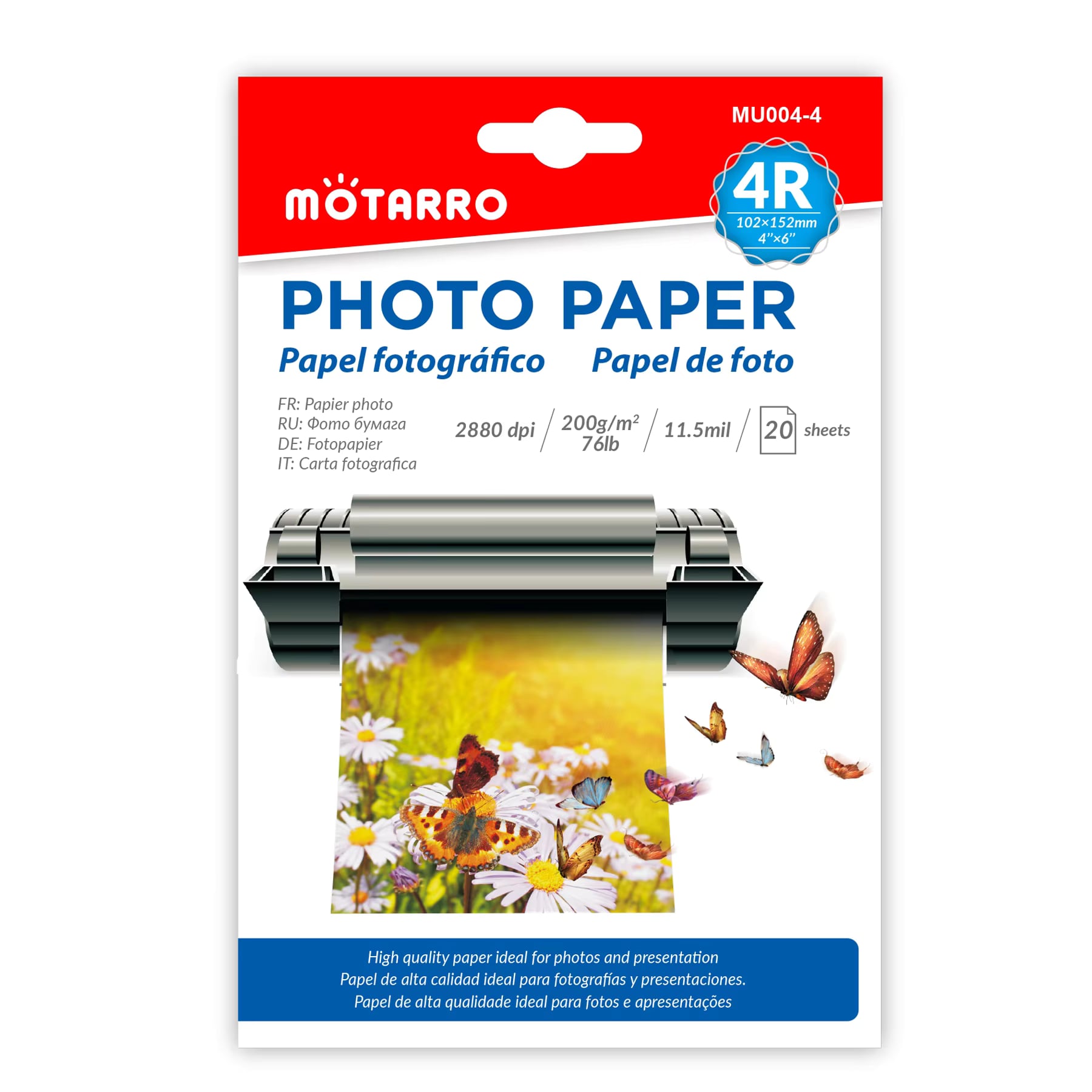 Buy MOTARRO 4"x6" Glossy Photo Paper, 20 Sheets, 200GSM 11.5mil, 5760 ...