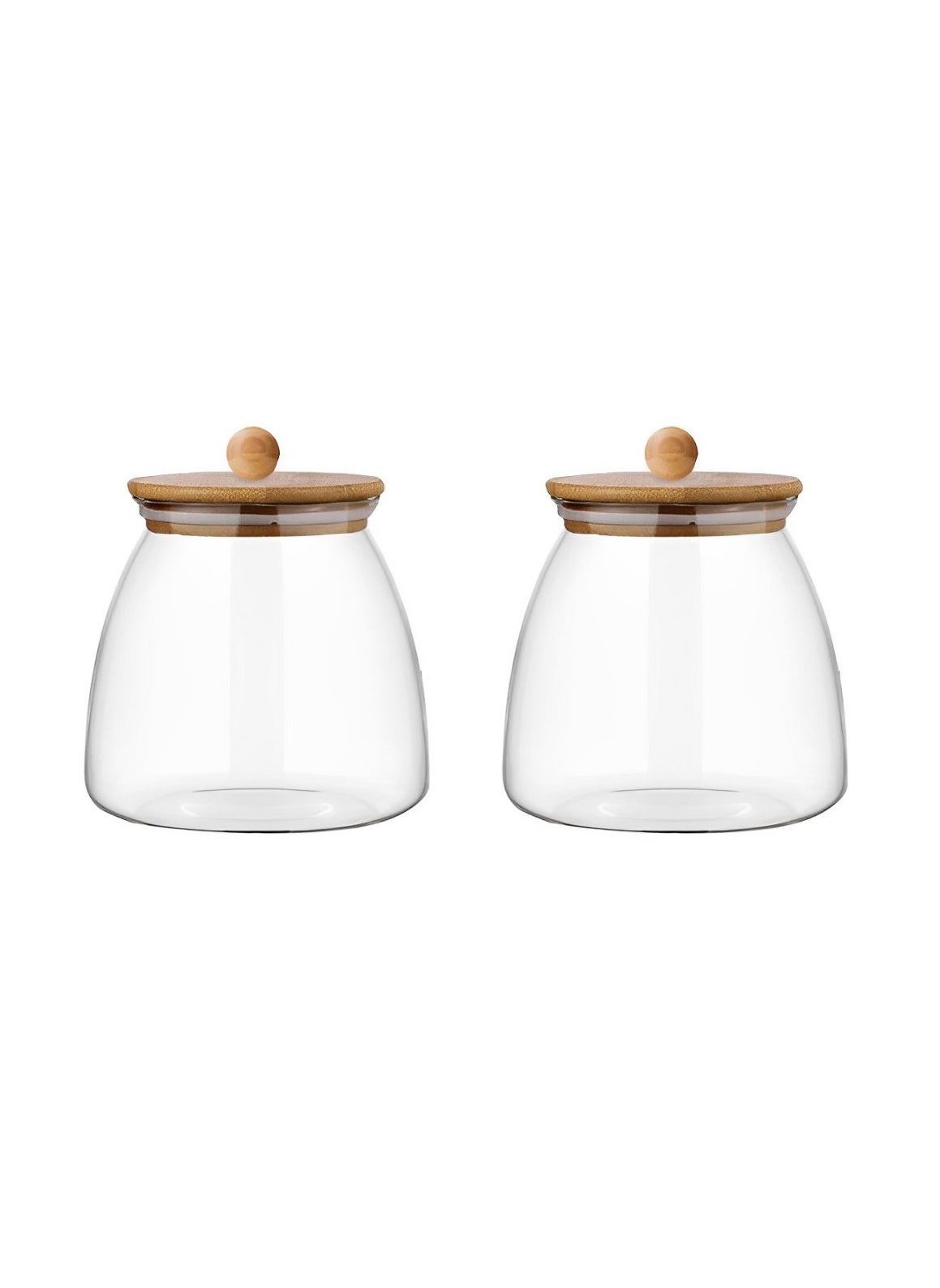 Buy Premium 2pcs Borosilicate Glass Canister Set with Airtight Wooden ...