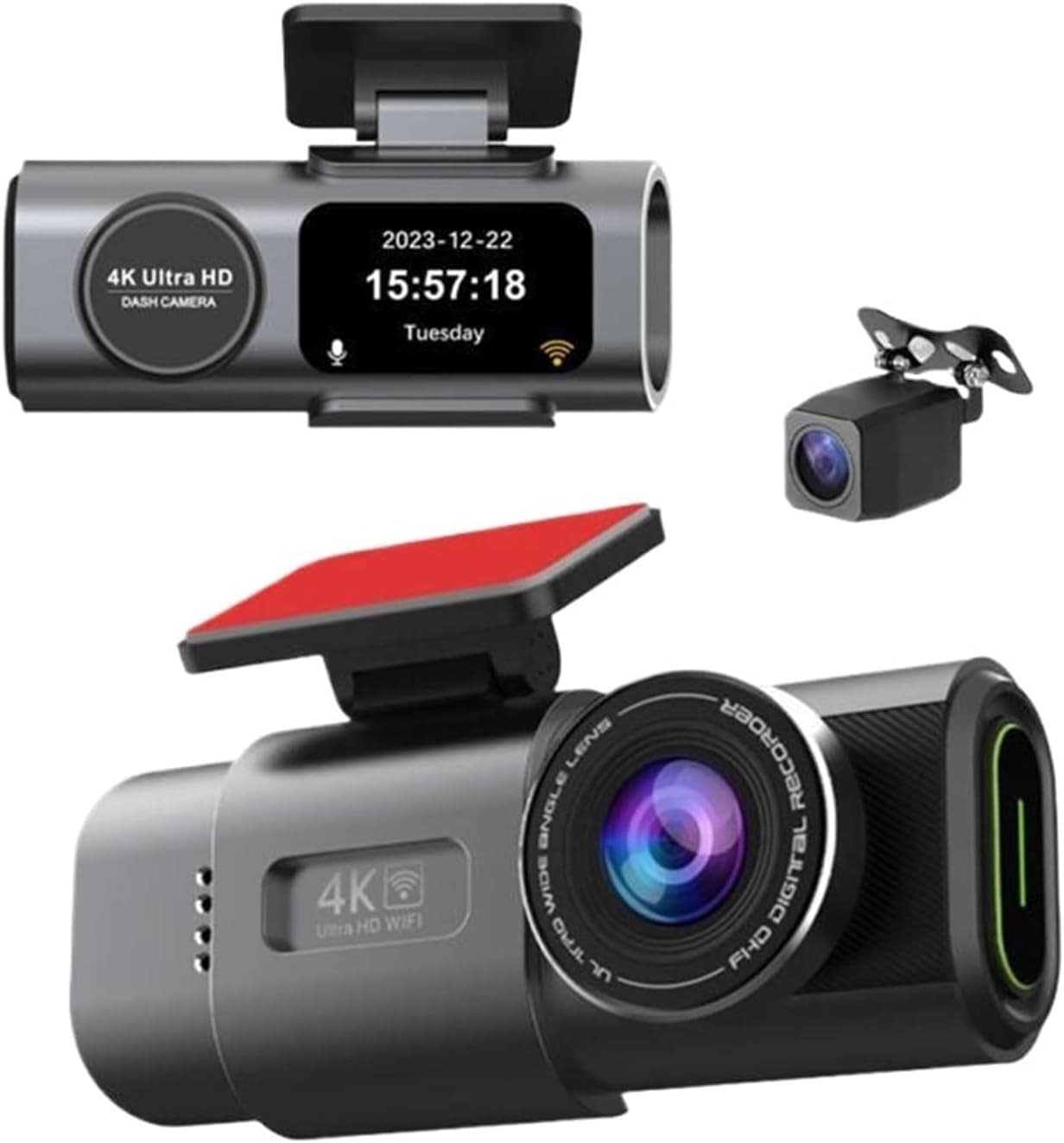 Buy Smart Dash Cam 4K WiFi GPS - Front and Rear Car Camera with App, 4K ...