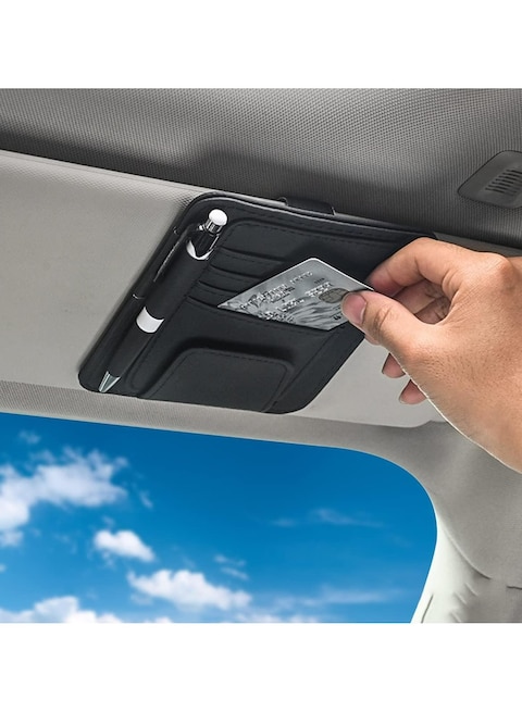 Leather sun visor organizer store