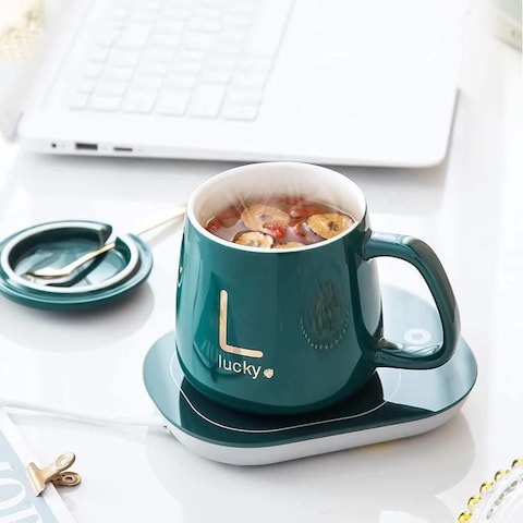 Buy FITTO Coffee Mug Warmer with Mug Electric Mug Warmer for Desk with Auto Shut Off Perfect for Keeping Coffee Tea Milk Warm Compact Design Includes Cup Spoon Ideal Gift