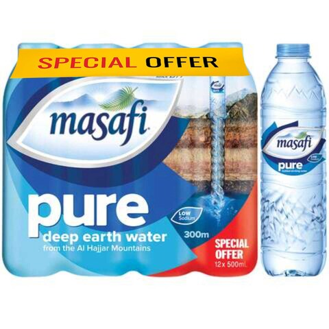 Masafi Pure Mineral Water 500ml Pack of 12 price in UAE | Carrefour UAE ...