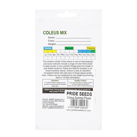 Buy Pride Seeds Coleus Mix Online | Carrefour Pakistan