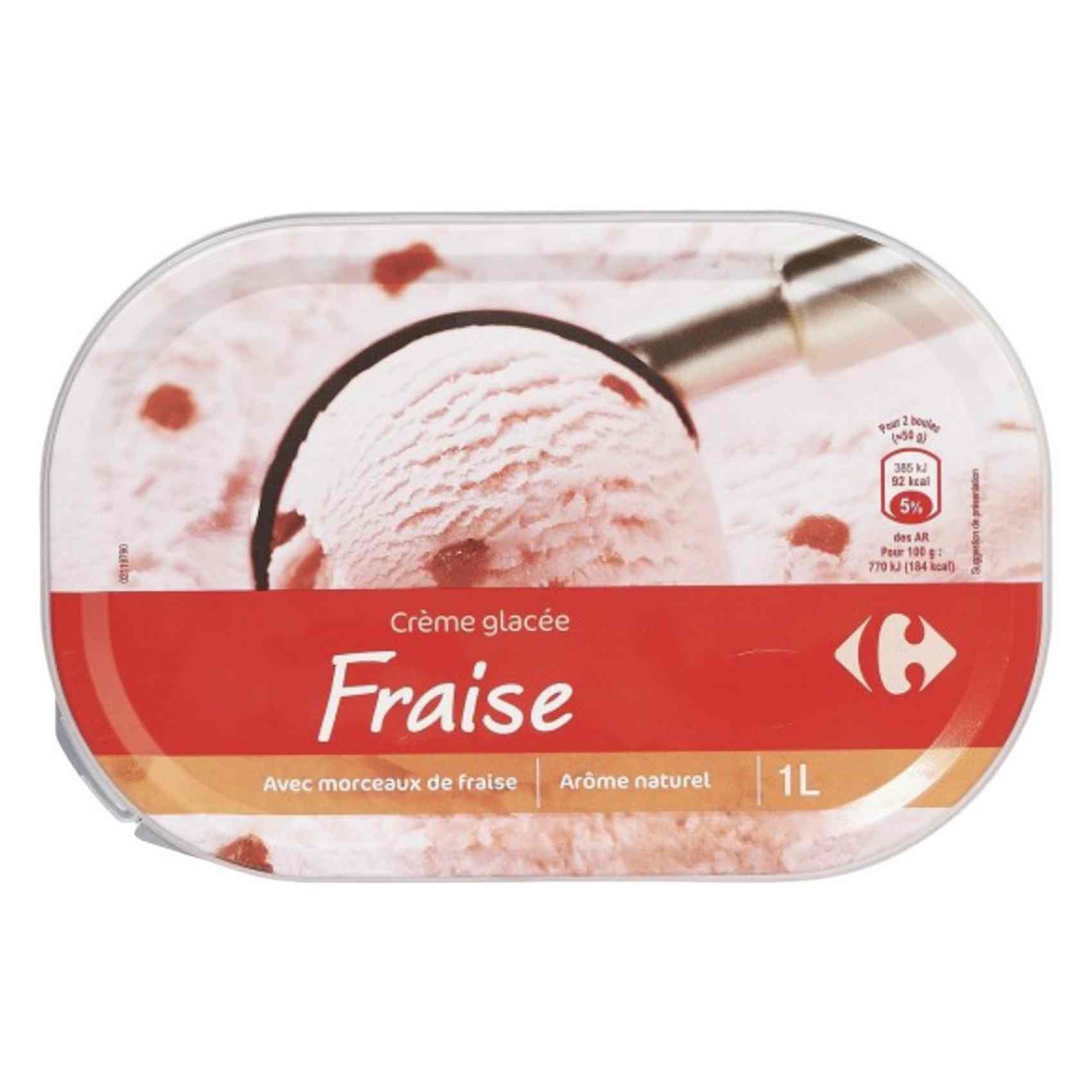 Buy Carrefour Frozen Strawberry Ice Cream 1L Online | Carrefour KSA