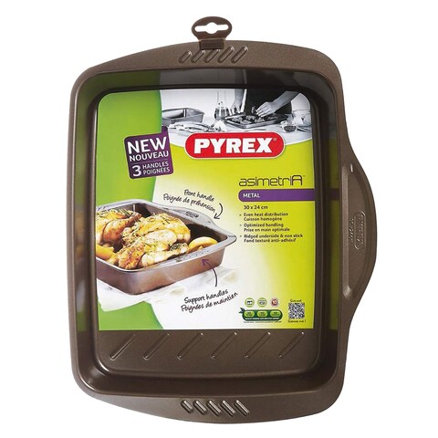 Buy Pyrex Asimetria Metal Easy-Grip Rectangular Roaster 30x23cm Online | Carrefour Kenya