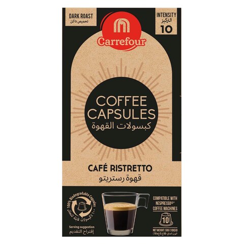 Buy Carrefour Cafe Ristretto Dark Roast Coffee 10 Capsules Online ...