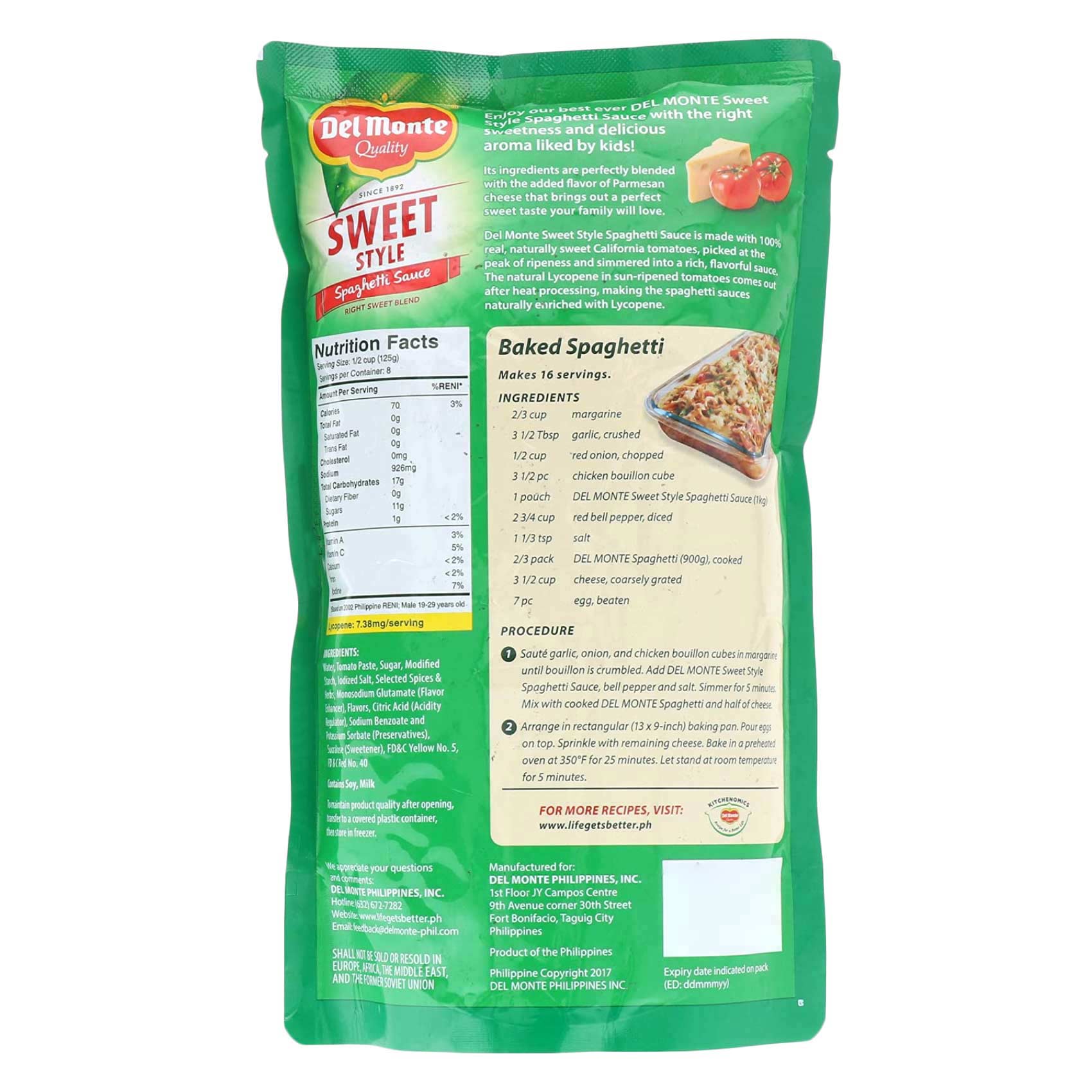Del Monte Spaghetti Sauce Recipe