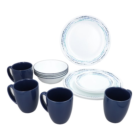 Buy Corelle Classic Dinner Ware Set Ocean Blues 16 pcs Online ...