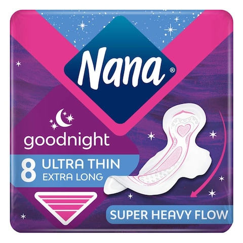 Nana Ultra Thin Good Night Sanitary Pads With Wings Extra Long 8 Count ...