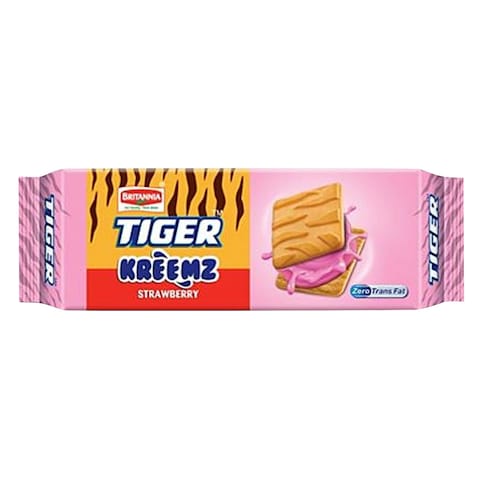 Buy Britannia Tiger Kreemz Strawberry Cream Biscuits 75g Online ...