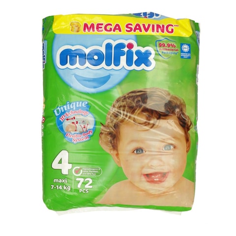 Buy Molfix Unique 3D Technology Size 4 (7 - 14 kg) 72 pcs Online ...