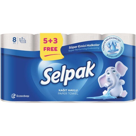 Selpak Super Absorbent 3 Ply Paper Towel White 8 Rolls price in UAE ...