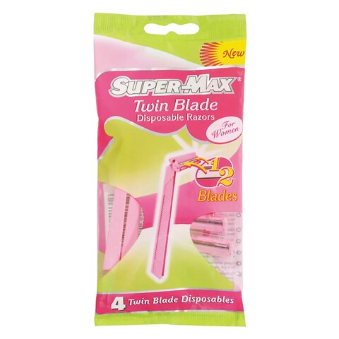 Buy Supermax Twin Blade Disposable Razors 4 Pieces Online | Carrefour Kenya