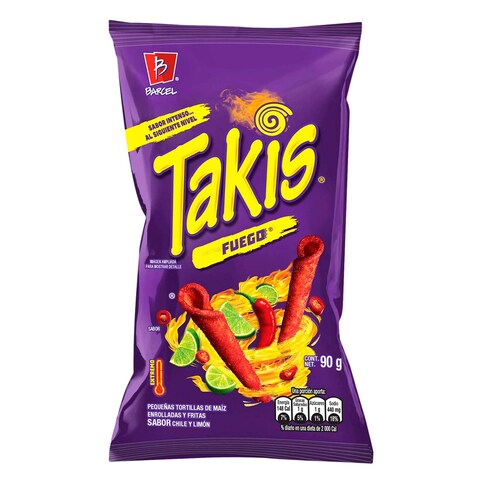 Buy Takis Fuego Hot Chili Pepper And Lime Rolled Tortilla Chips 90g ...