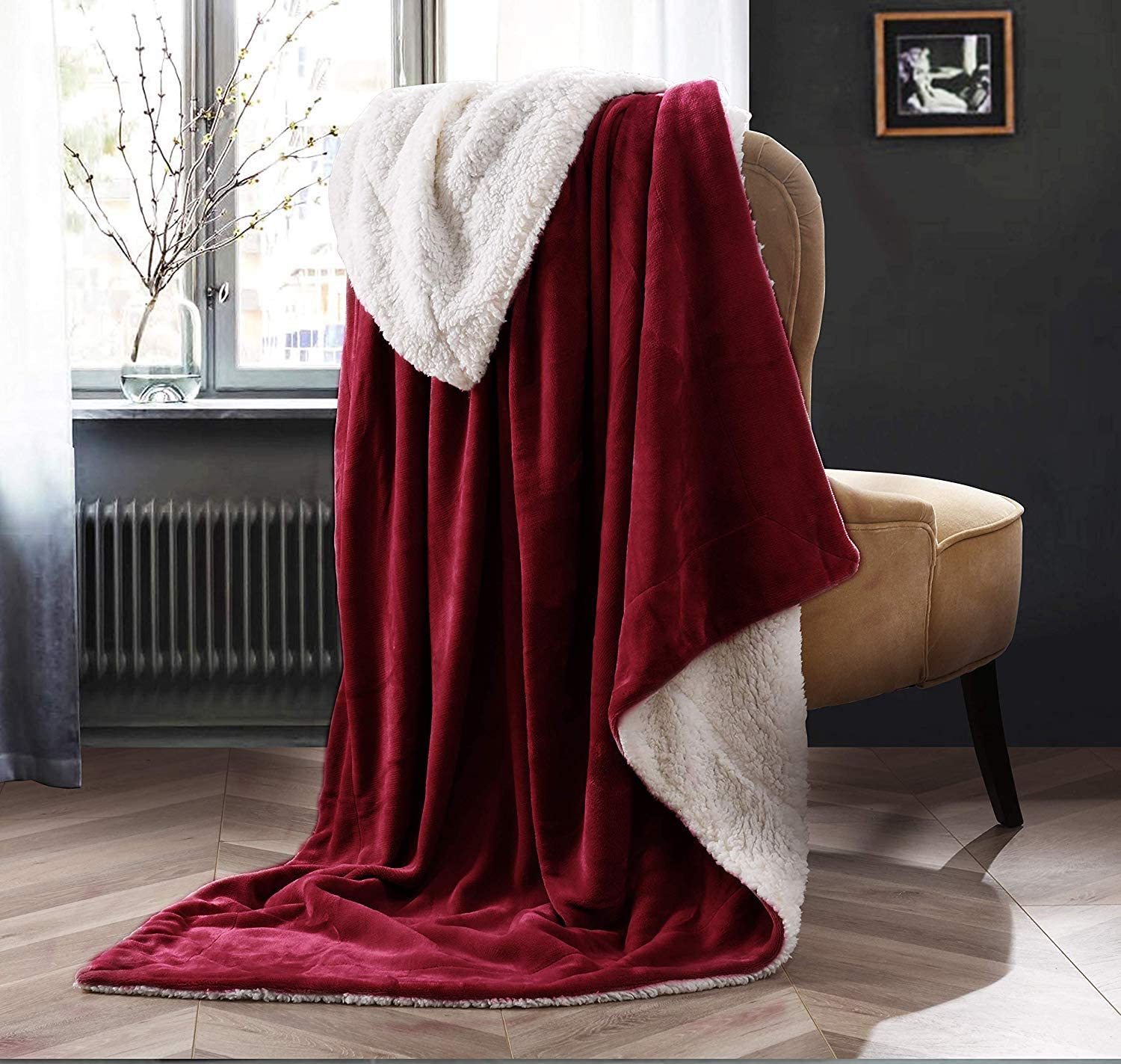 Buy Comfy King Size Sheep Fur Blanket-Marroon Online | Carrefour UAE