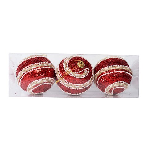 Buy X'MAS BALL RED 8CM 3PCS Online | Carrefour Egypt